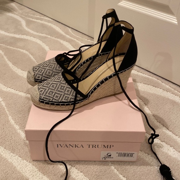 Ivanka Trump | Shoes | Ivanka Trump Black And Beige Espadrilles | Poshmark